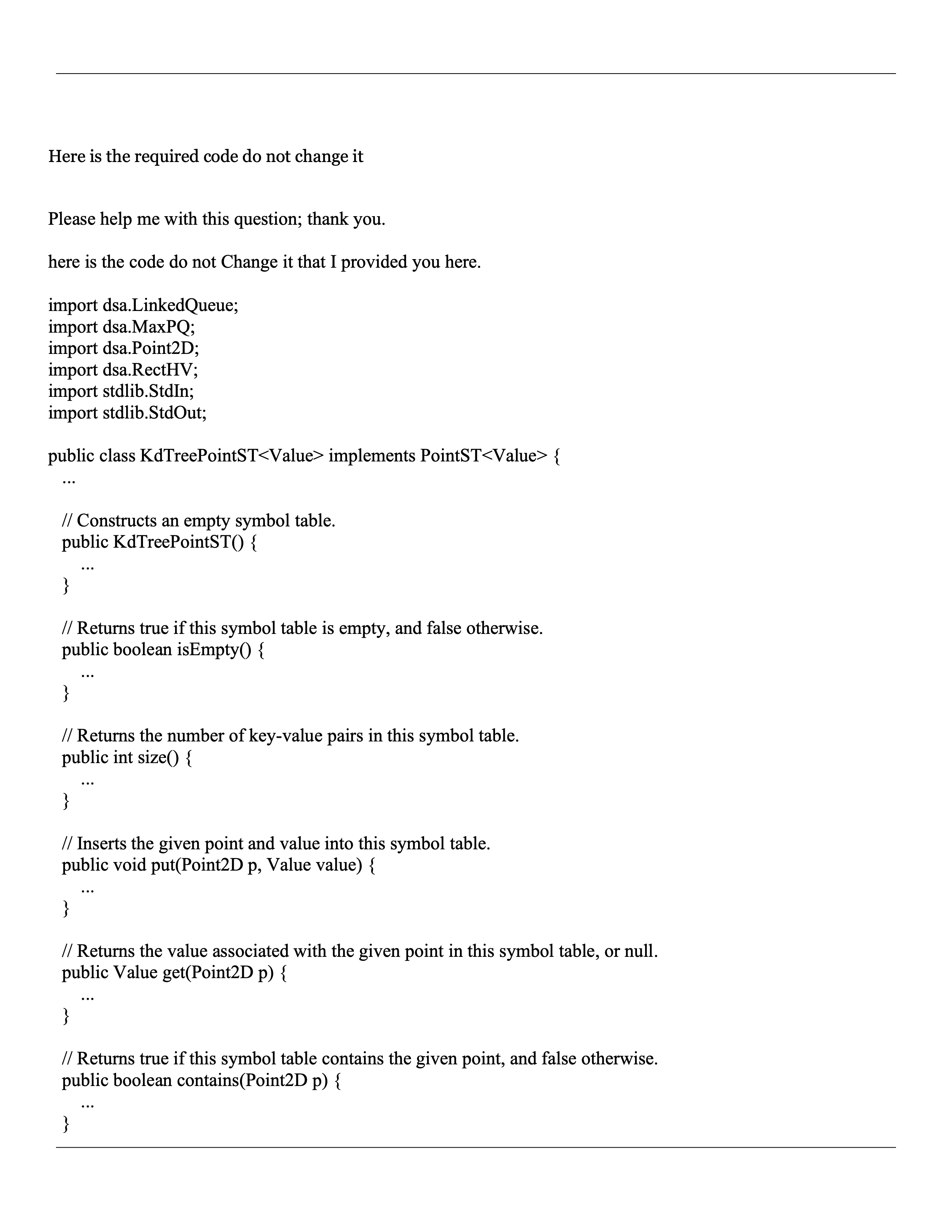 Solved Problem 2. (2dTree Implementation) Develop a data | Chegg.com