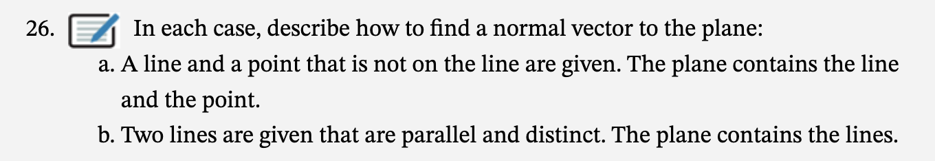 Solved In each case, describe how to find a normal vector to | Chegg.com