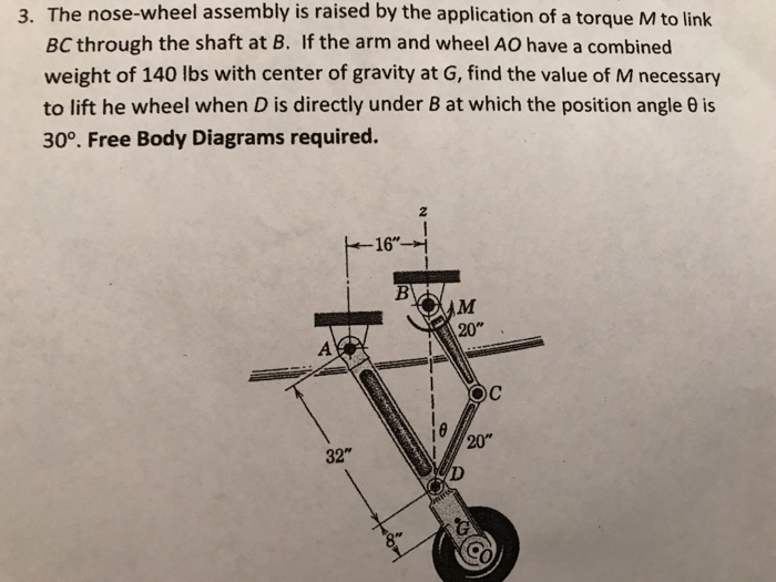 Solved 3. The nose-wheel assembly is raised by the | Chegg.com