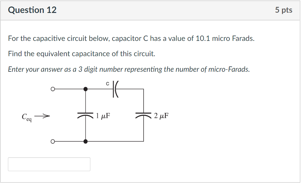 Solved For the capacitive circuit below, capacitor C has a | Chegg.com