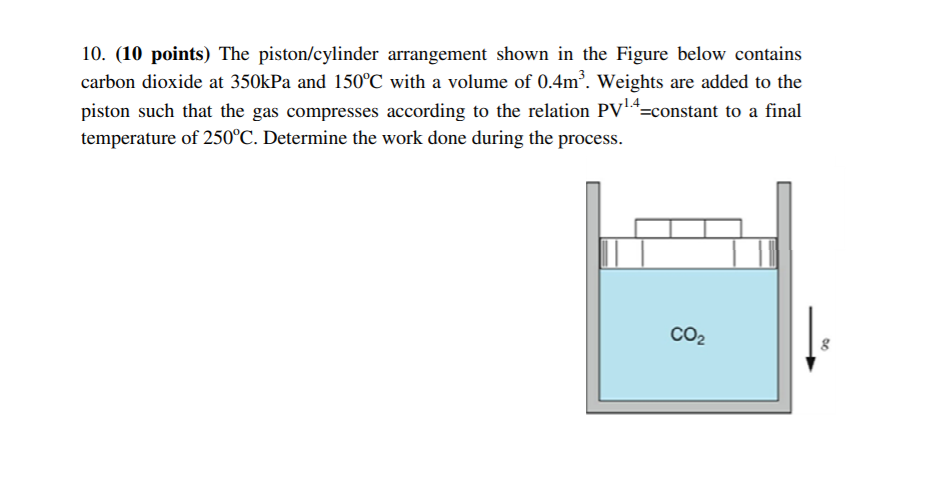 Solved 10. (10 points) The piston/cylinder arrangement shown | Chegg.com