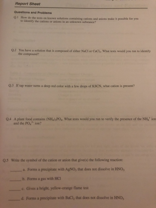 Solved Report Sheet Questions and Problems Q.1 How do the | Chegg.com