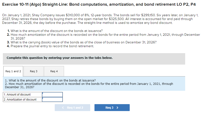Solved Exercise 10-11 (Algo) ﻿Straight-Line: Bond | Chegg.com