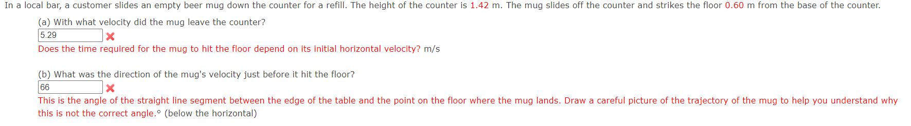 Solved (a) With what velocity did the mug leave the counter? | Chegg.com