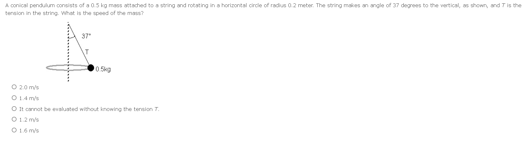 Solved tension in the string. What is the speed of the mass? | Chegg.com