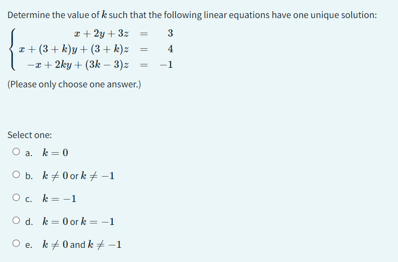 Solved Determine the value of k such that the following | Chegg.com