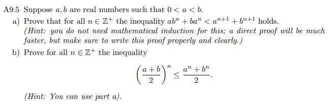 Solved A9.5 Suppose a,b are real numbers such that 0 | Chegg.com