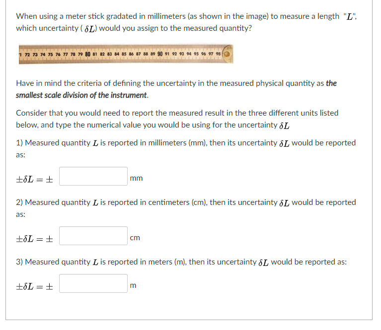 Solved When using a meter stick gradated in millimeters (as | Chegg.com