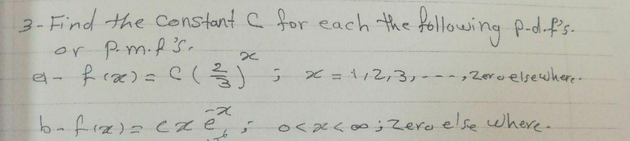 Solved 2 3. Find the constant for each the following | Chegg.com