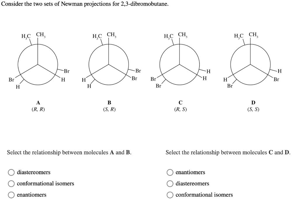 Solved Consider the two sets of Newman projections for | Chegg.com