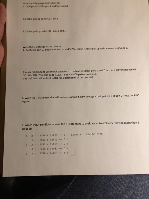 Solved Write the C-language instruction to: 1. Configure | Chegg.com