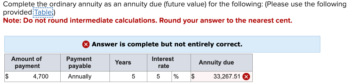 Solved Complete the ordinary annuity as an annuity due | Chegg.com