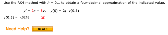 Solved Use the RK4 method with h = 0.1 to obtain a | Chegg.com