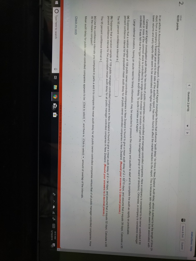 Solved Exam #4-Chapters 8 and 9 help Save &Exit Submit | Chegg.com