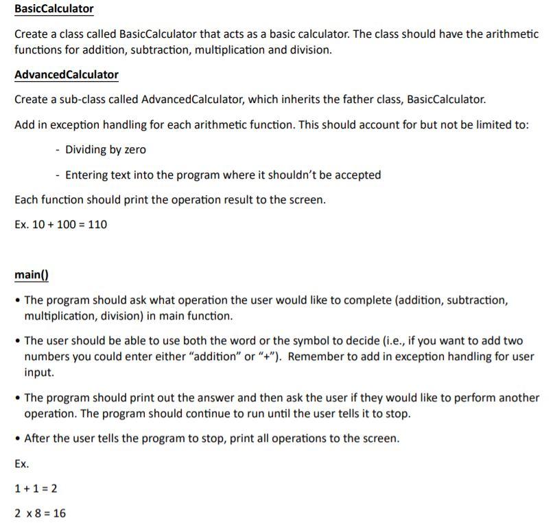Solved BasicCalculator Create a class called BasicCalculator | Chegg.com