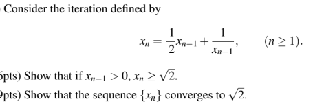 Solved Consider the iteration defined by | Chegg.com