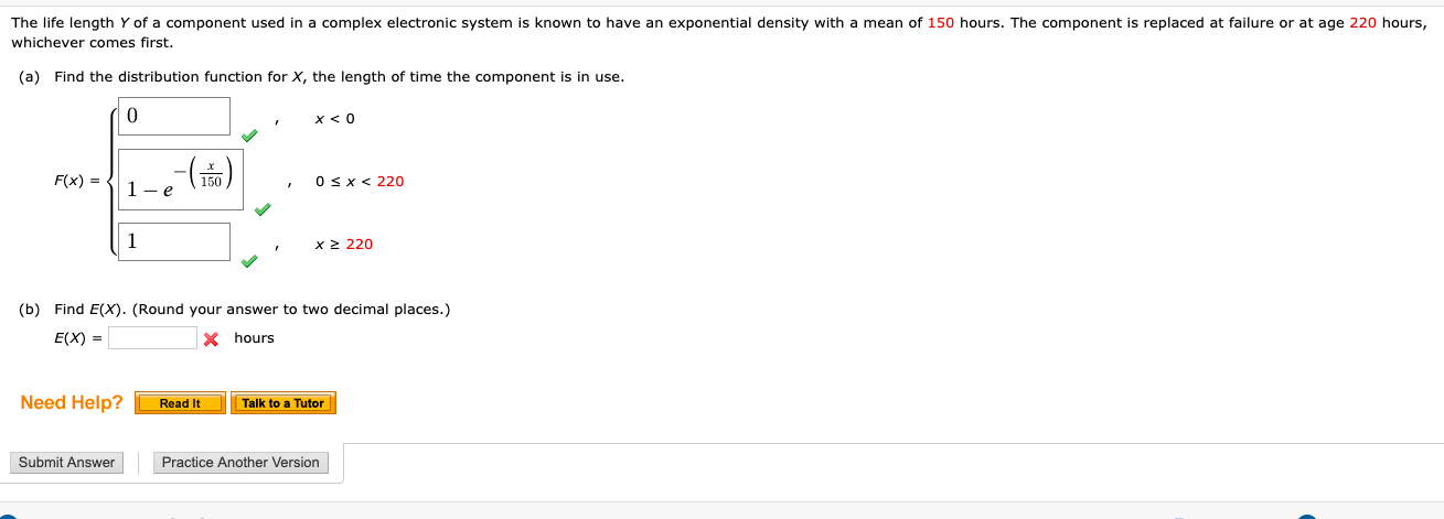 Solved The life length Y of a component used in a complex | Chegg.com
