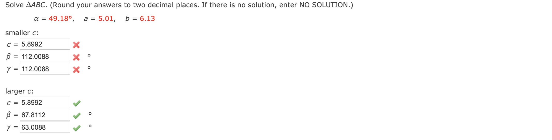 Solved Solve ????ABC. (Round your answers to two decimal | Chegg.com