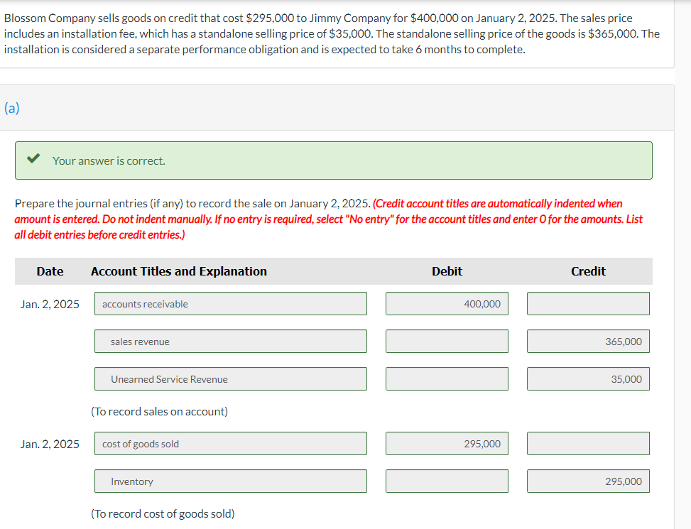 Solved Blossom Company sells goods on credit that cost | Chegg.com