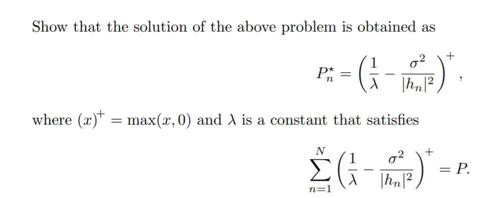 Consider the following optimization problem: N 2 n | Chegg.com