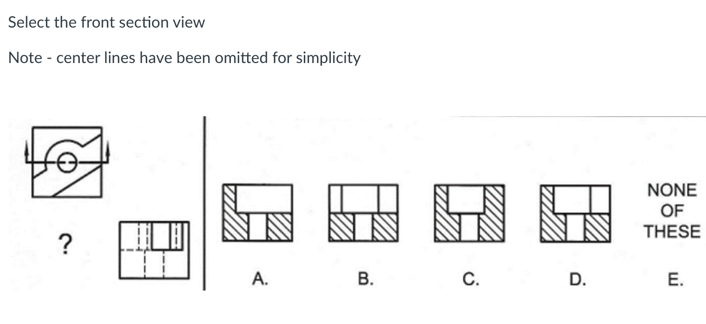 Solved Select the front section view Note - center lines | Chegg.com