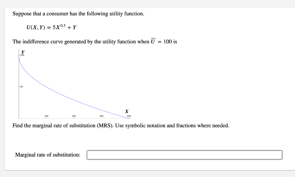 Solved Suppose That A Consumer Has The Following Utility
