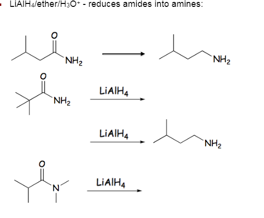 Solved LiAlH4/ether/H30+-reduces amides into amines NH2 NH2 | Chegg.com