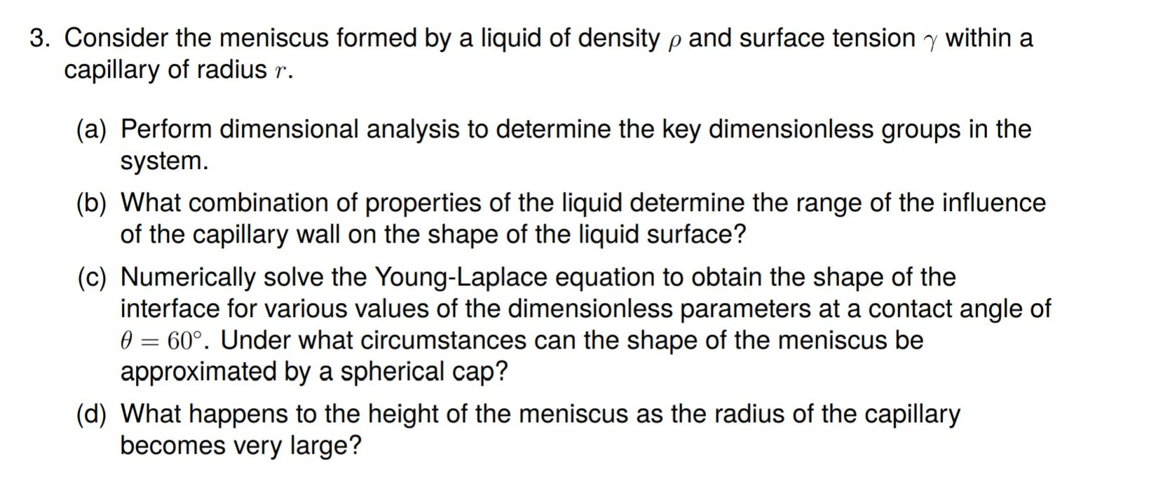 Solved 3. Consider the meniscus formed by a liquid of | Chegg.com
