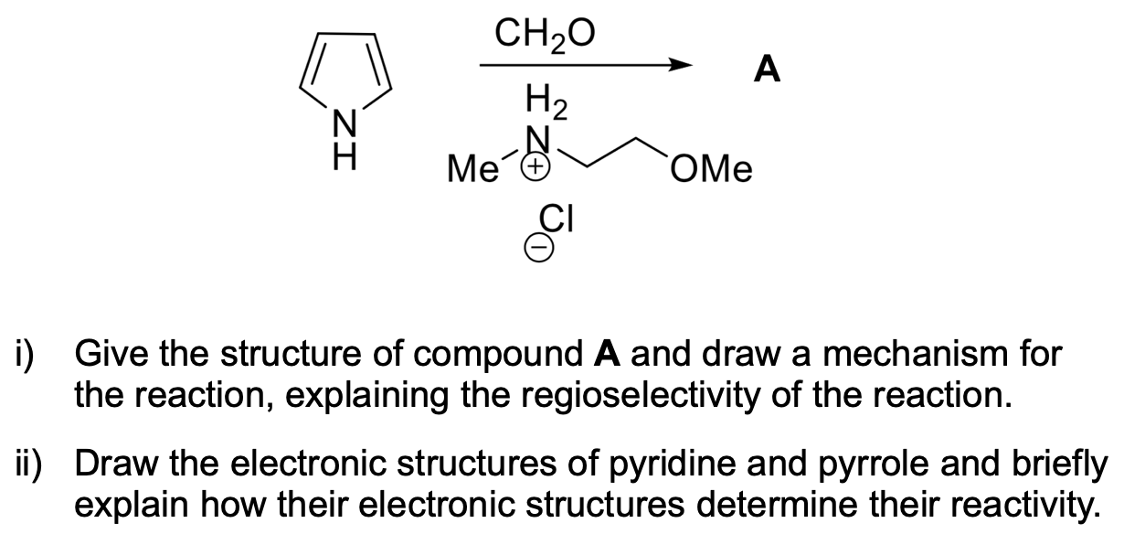 Solved CH20 ZI Me- ОMe i) Give the structure of compound A | Chegg.com