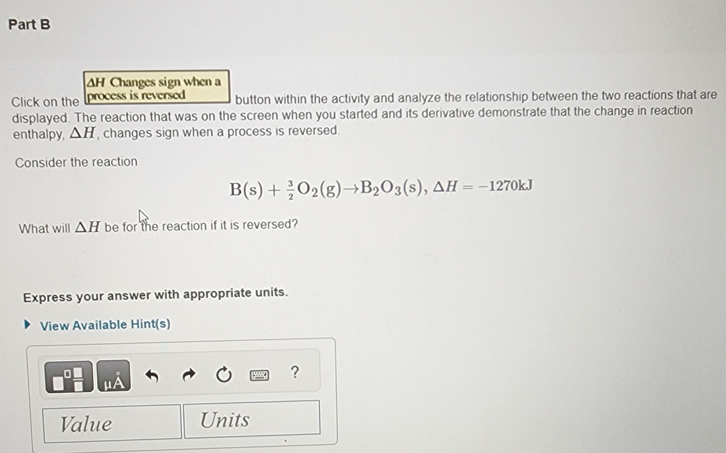 Solved Part B Delta H Changes sign when a Click on the | Chegg.com