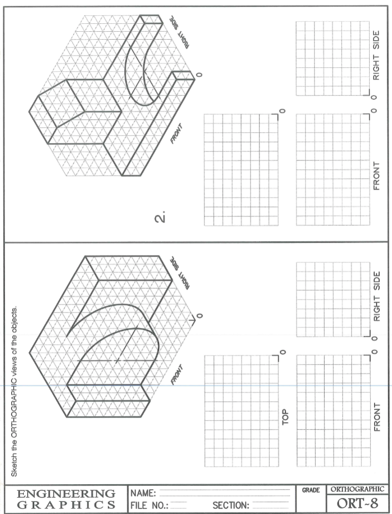 Solved Sketch the ORTHOGRAPHIC views of the objects. | Chegg.com