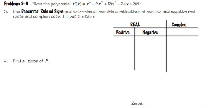 Solved Problems 3-6. Given the polynomial P(x)=x* - 6x® + | Chegg.com