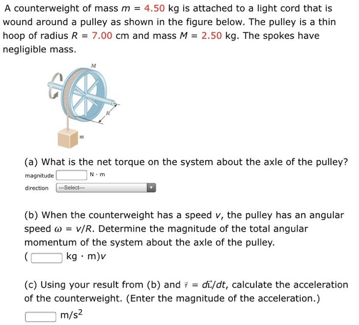 Solved A counterweight of mass m4.50 kg is attached to a | Chegg.com