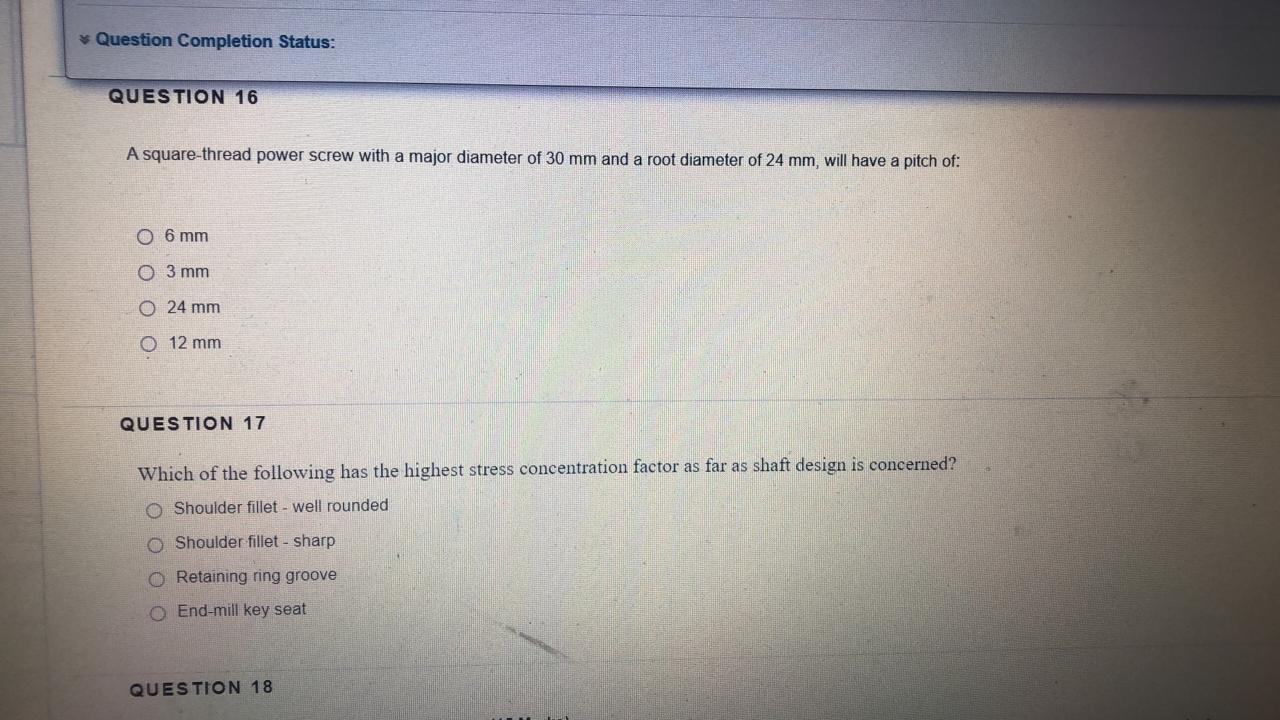 Solved Question Completion Status: QUESTION 16 A | Chegg.com
