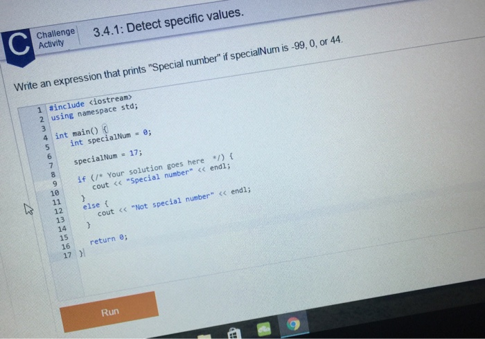 Solved Write an expression that prints "Special number" if | Chegg.com