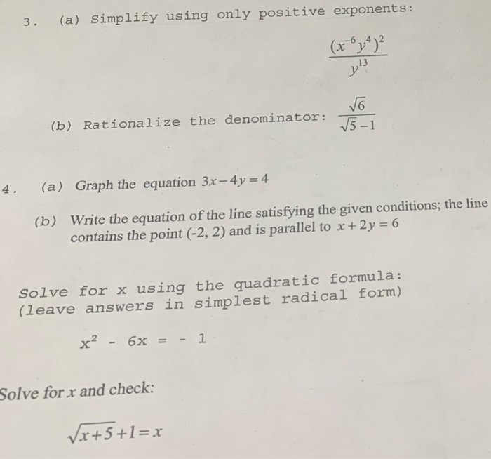 Solved 3. (a) Simplify using only positive exponents: | Chegg.com
