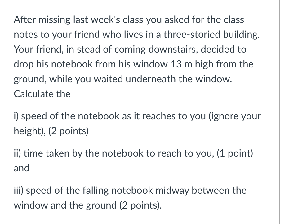 Solved After missing last week's class you asked for the | Chegg.com