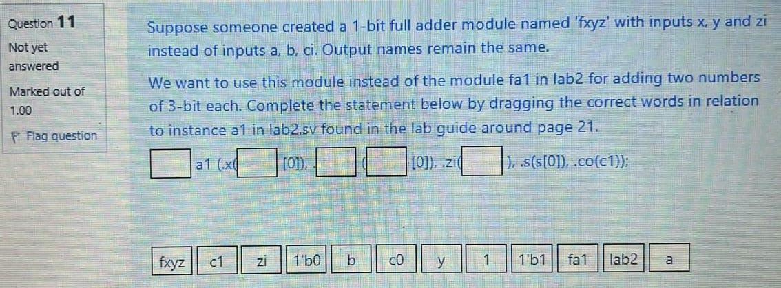 Solved Suppose someone created a 1-bit full adder module | Chegg.com