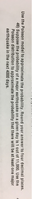 Solved Use the Poisson model to approximate the probability. | Chegg.com