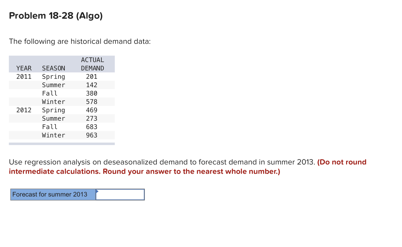 Solved The following are historical demand data: Use | Chegg.com