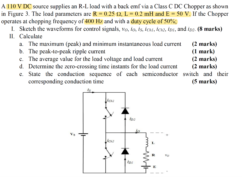Solved A 110 V DC source supplies an R-L load with a back | Chegg.com