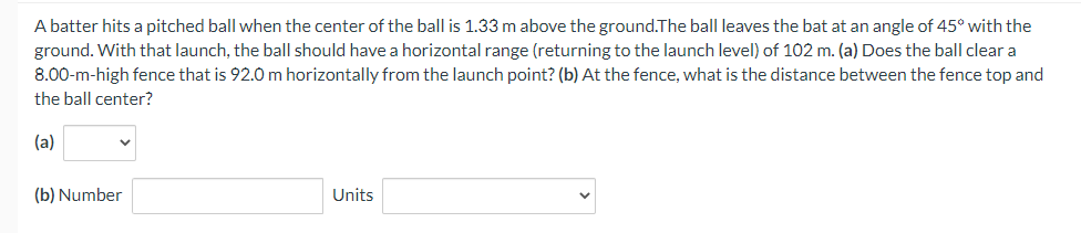 Solved A batter hits a pitched ball when the center of the | Chegg.com