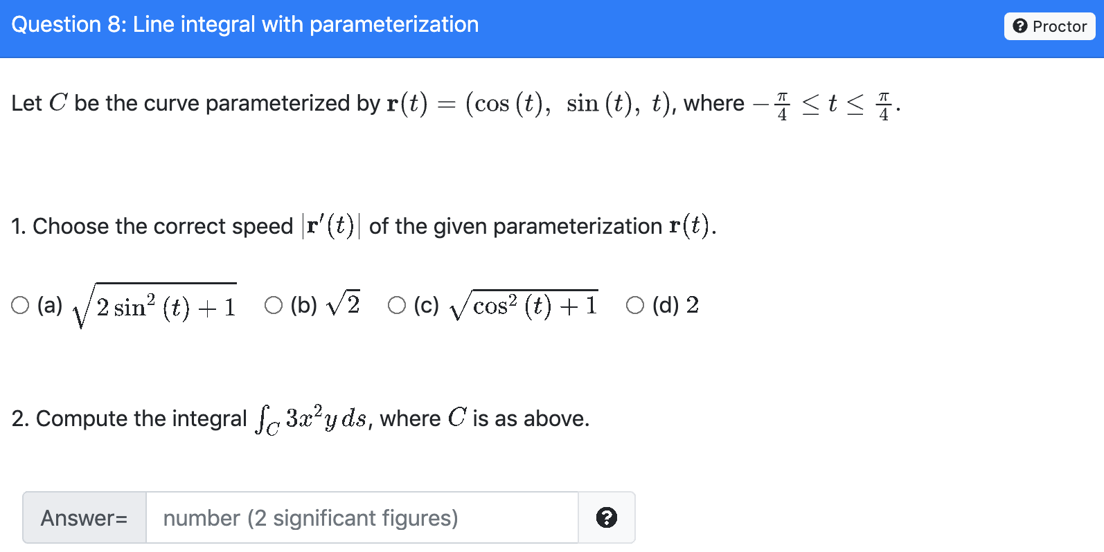 Solved Question 8: Line integral with parameterization ? | Chegg.com
