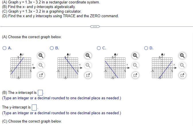 Solved (A) Graph y=1.3x−3.2 in a rectangular coordinate | Chegg.com
