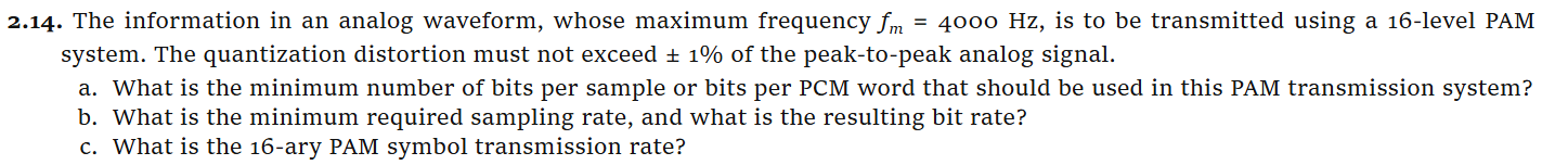 Solved 2.14. ﻿The information in an analog waveform, whose | Chegg.com