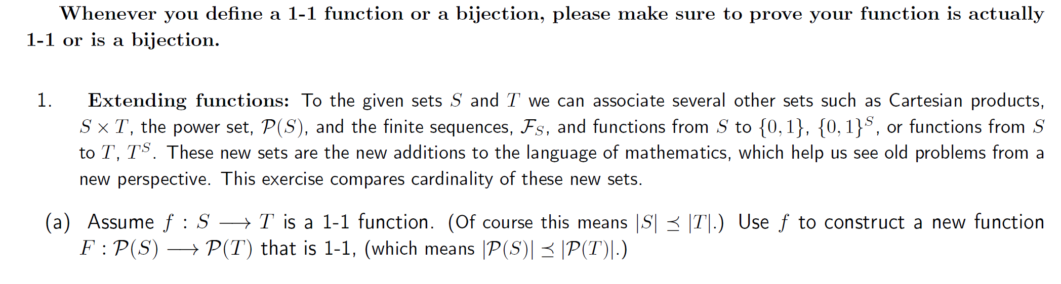 Whenever you define a 1-1 function or a bijection, | Chegg.com
