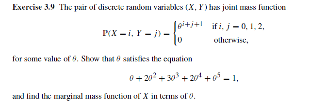 Solved Exercise 3.9 The pair of discrete random variables | Chegg.com