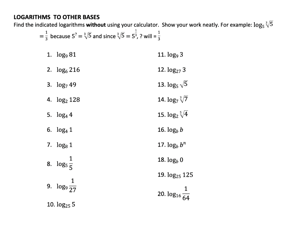 Solved LOGARITHMS TO OTHER BASES Find the indicated | Chegg.com