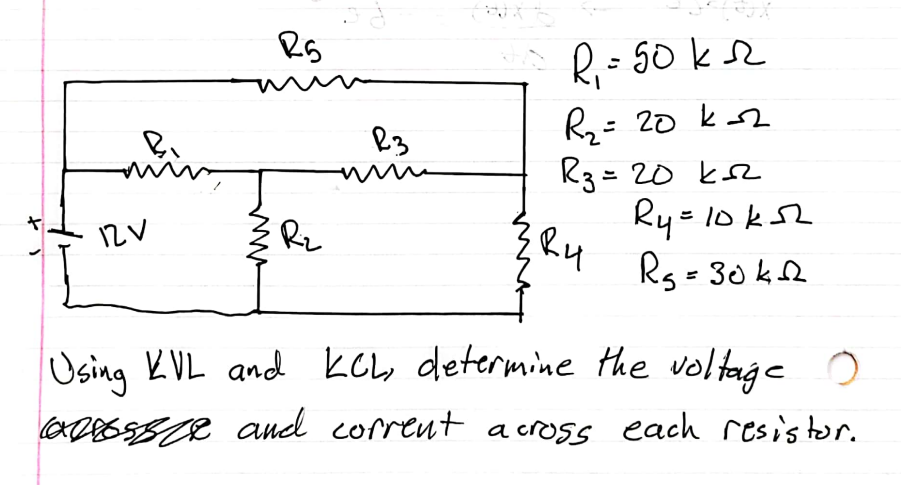 Solved R1=R2=R3=450kΩ20kΩ20kΩR4=10kΩR5=30kΩ Using KVL and | Chegg.com