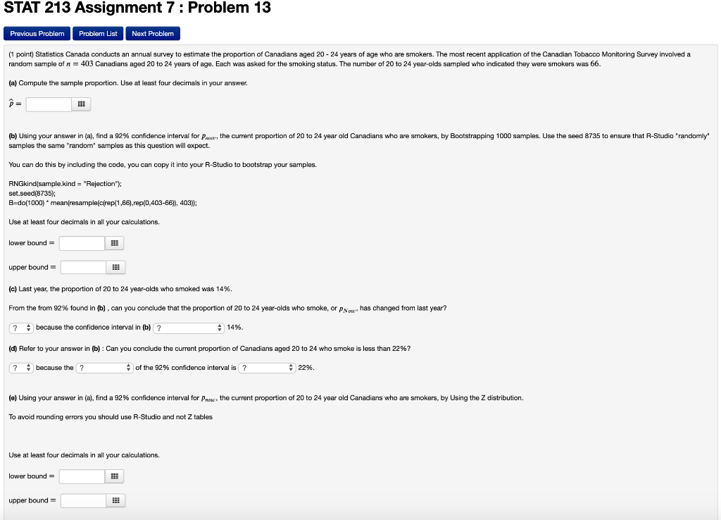 Stat 213 Assignment 7 Problem 13 Previous Problem